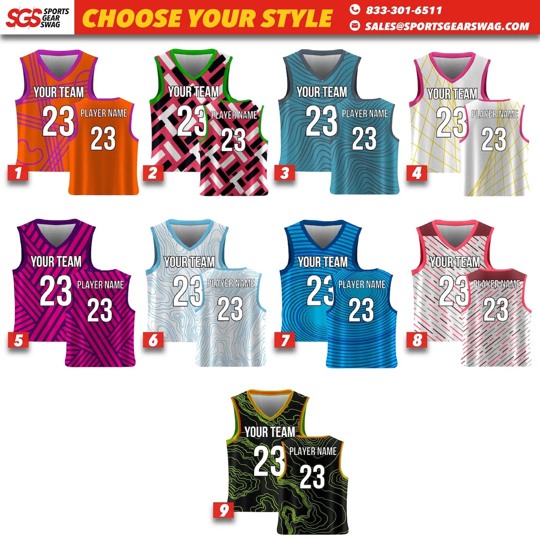 SGS Custom Lines Basketball Jersey Team Name & Number, Full Sublimation ...