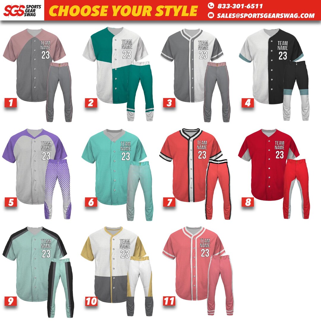 SGS Premium Baseball Game Uniform - Custom Team Name & Number, Full ...