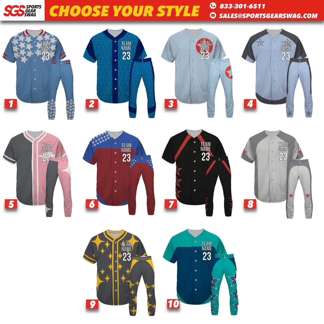 SGS Premium Baseball Game Uniform - Custom Team Name & Number, Full ...