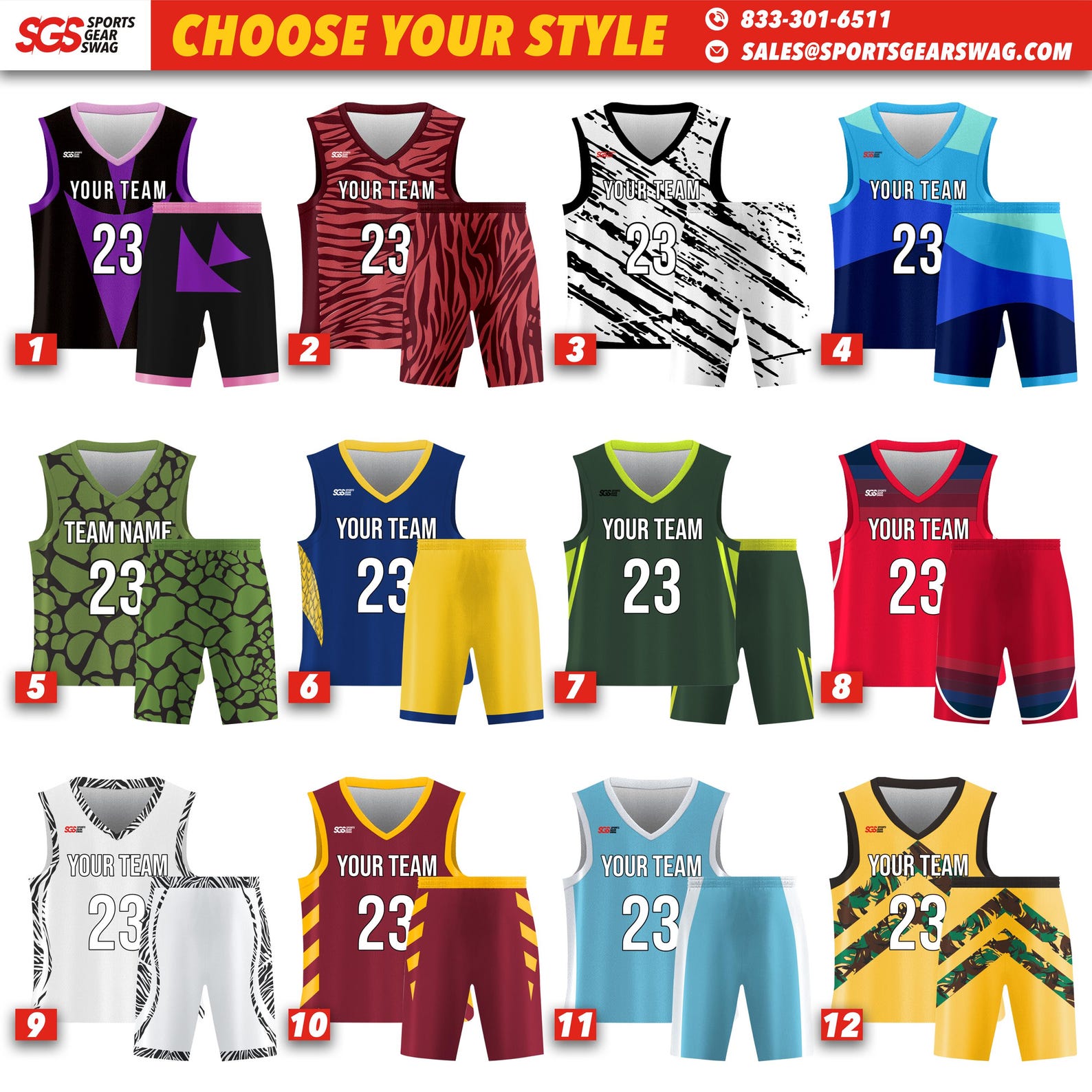 SGS Custom Basketball Uniform With Team Name & Number | Full ...