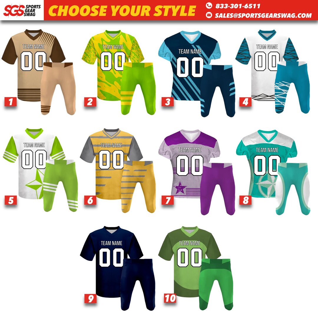 SGS Premium Football Game Uniform - Custom Team Name & Number, Full ...