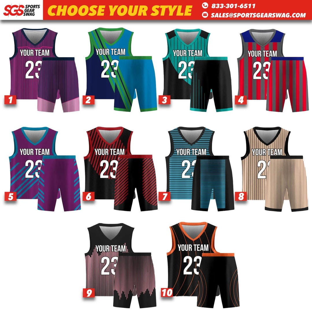 SGS Lines Reversible Basketball Uniform Team Name & Number, Full ...