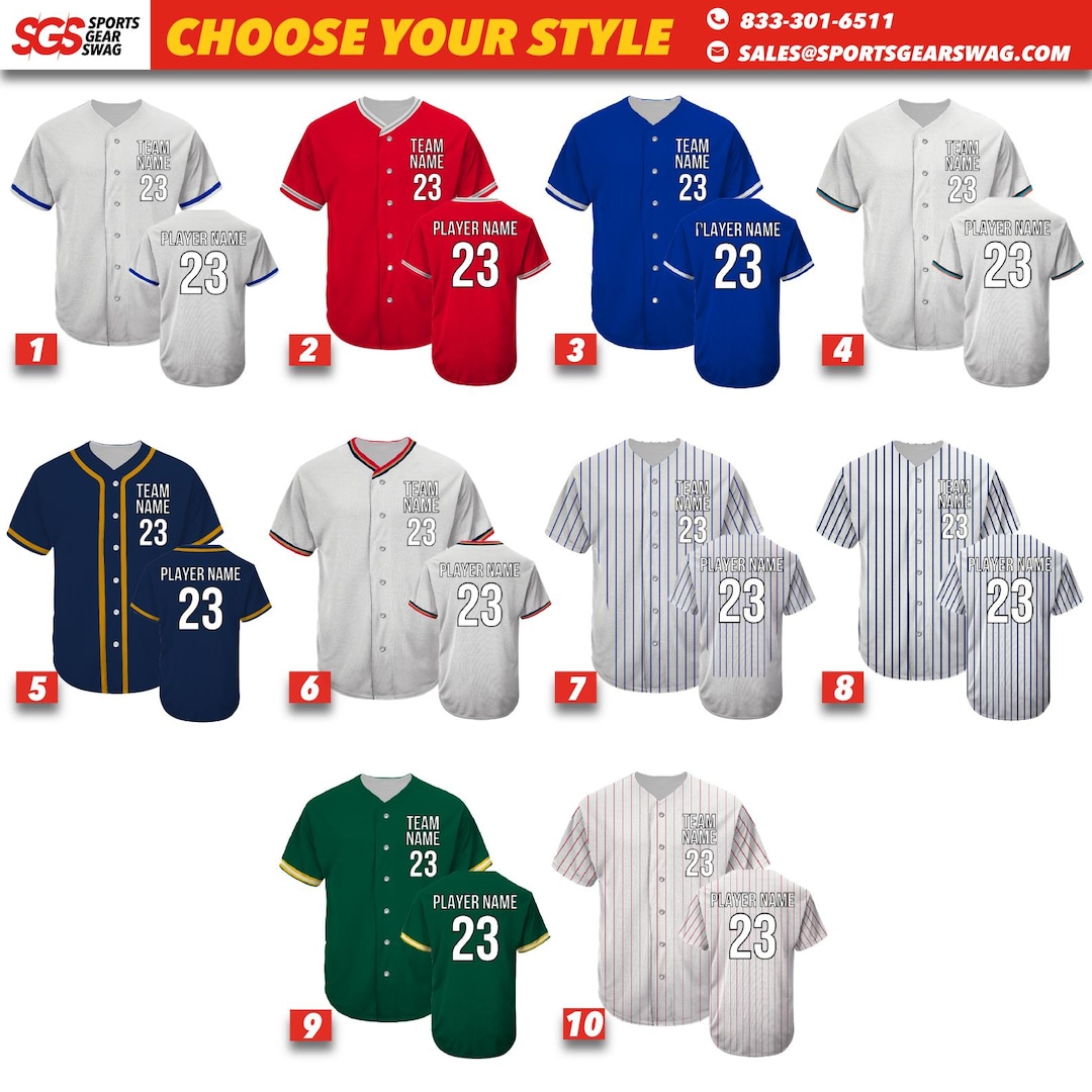 SGS Custom League Baseball Jersey Team Name & Number, Full Sublimation ...