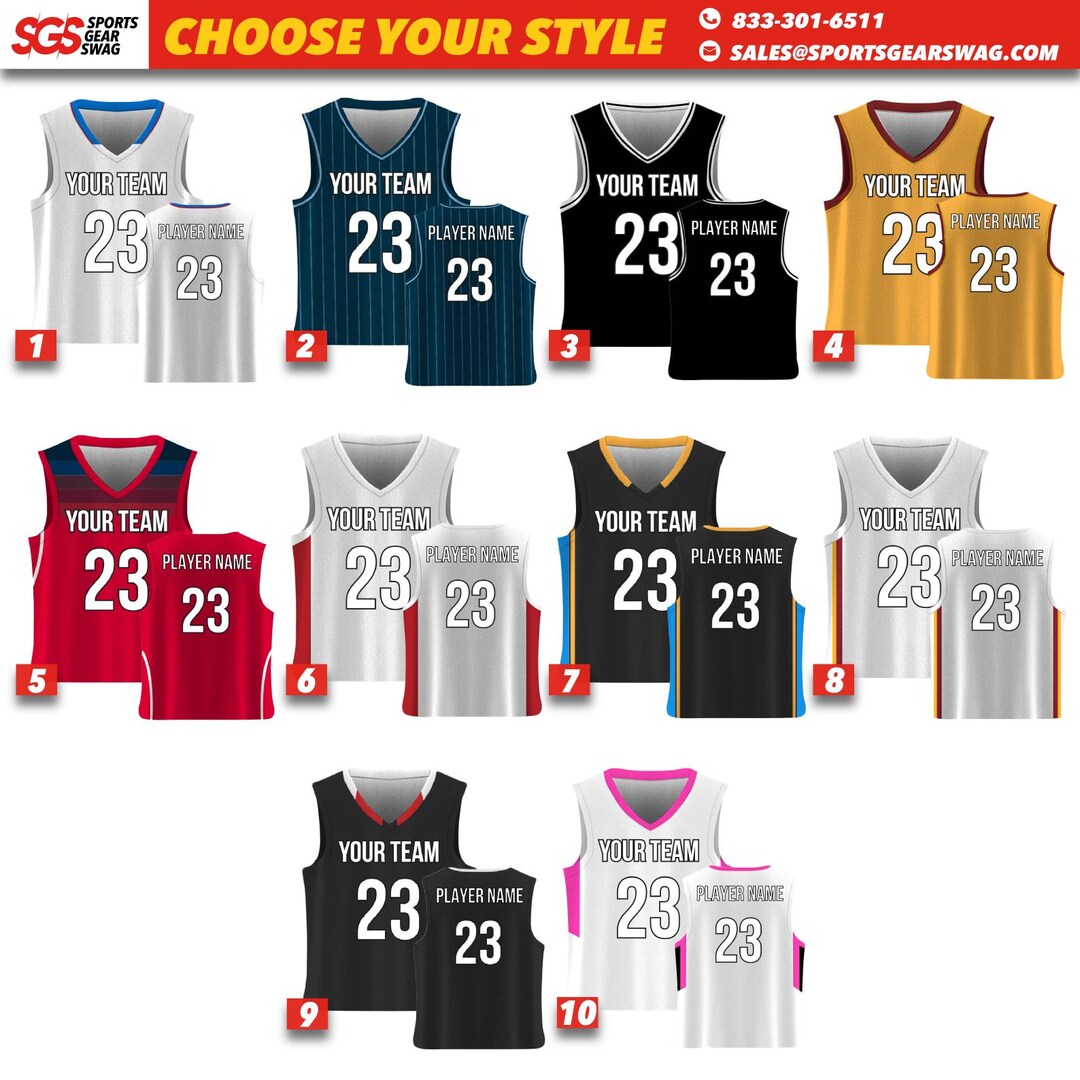 SGS Custom College Basketball Jersey Team Name & Number, Full ...