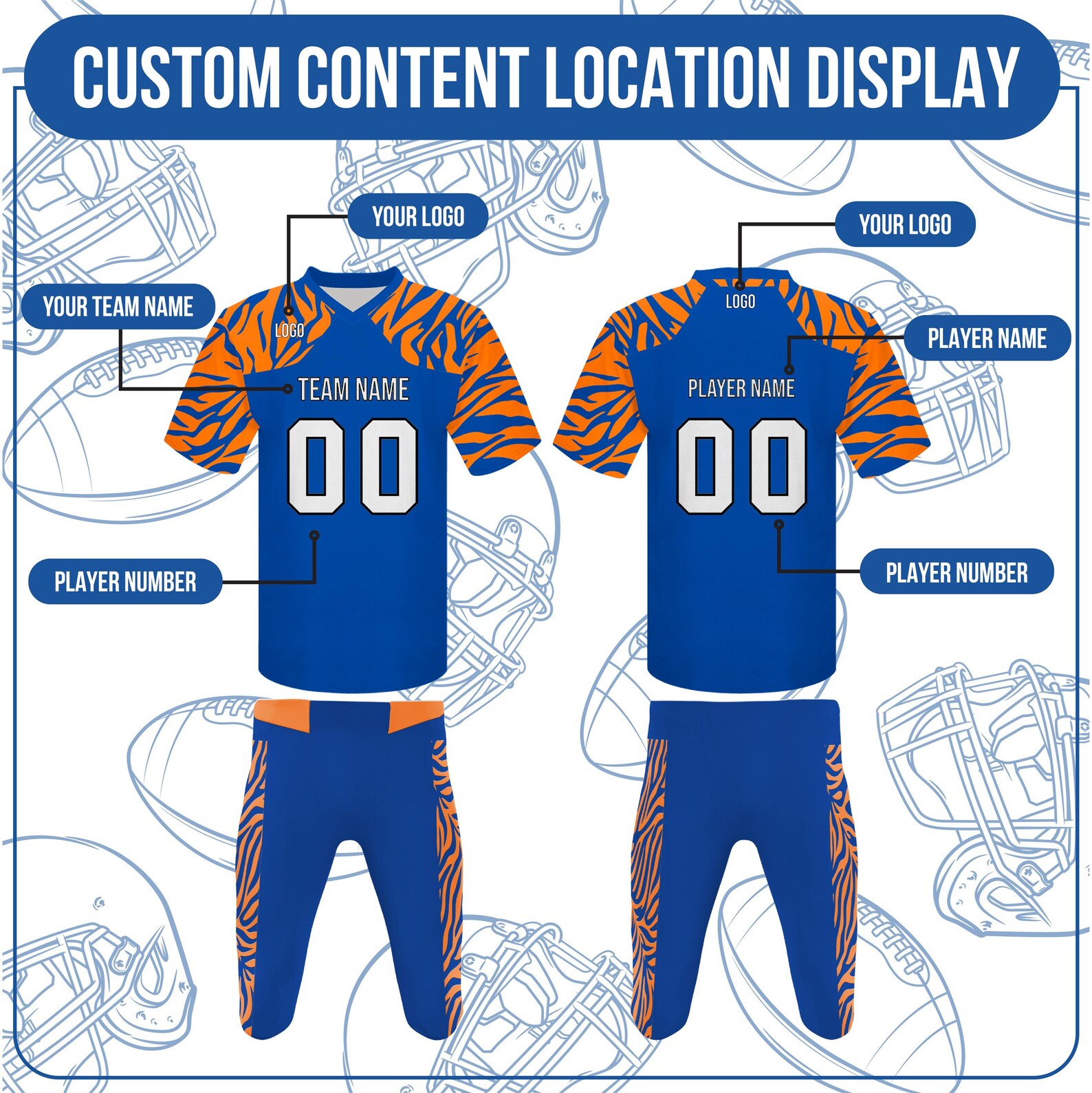 SGS Premium Football Game Uniform - Custom Team Name & Number, Full ...