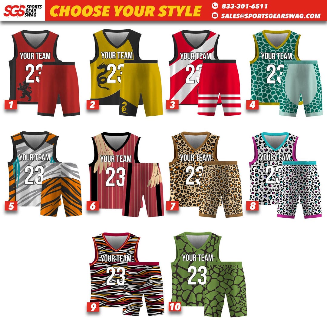 SGS Animal Reversible Basketball Uniform – Custom Team Name & Number ...