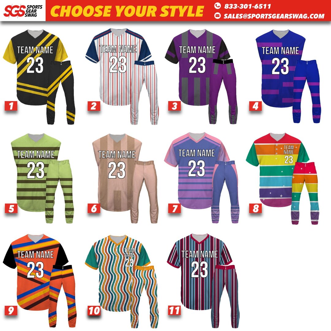 SGS Premium Baseball Game Uniform - Custom Team Name & Number, Full ...