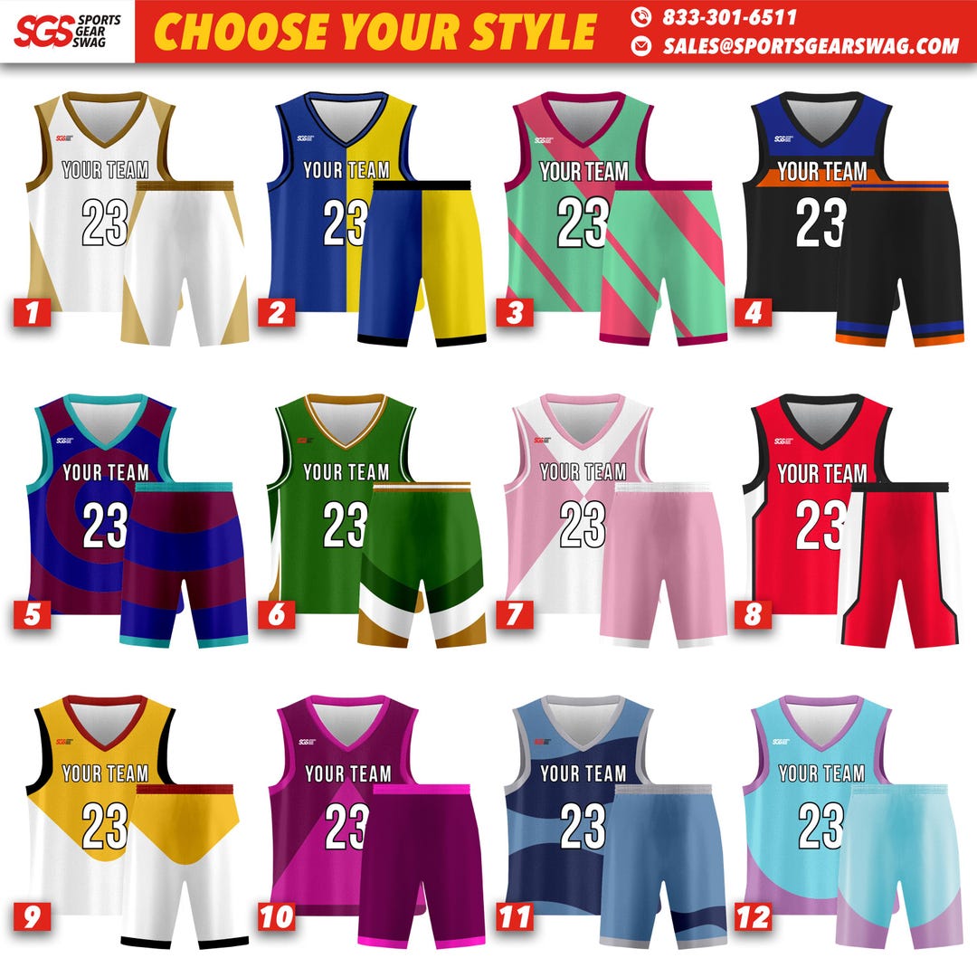 SGS Custom Reversible Basketball Uniform, Team Name & Number, Full ...