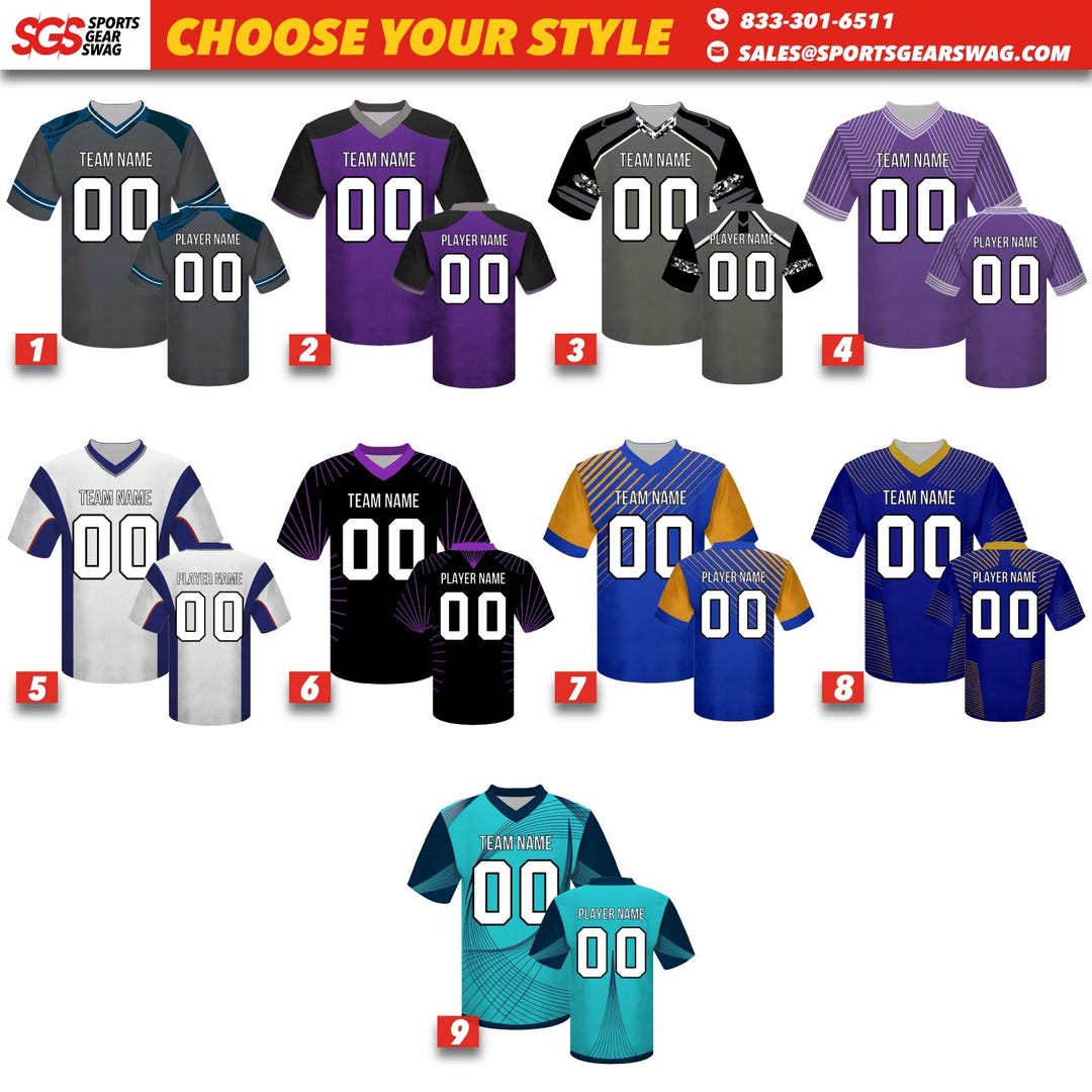 SGS Custom Football Jersey Team Name & Number, Full Sublimation ...