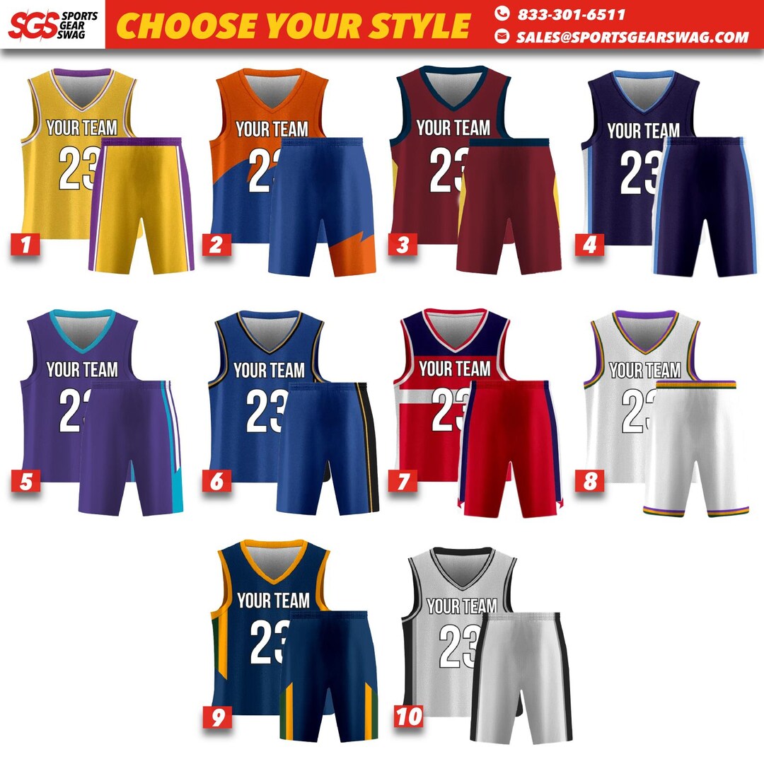 SGS Premium Basketball Game Uniform - Custom Team Name & Number, Full ...