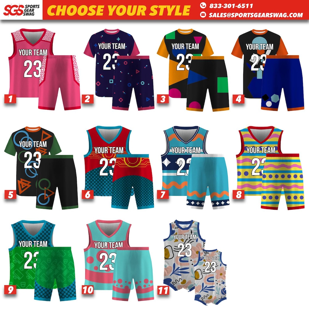 SGS Custom Shape Reversible Basketball Uniform, Multi-color Unisex ...