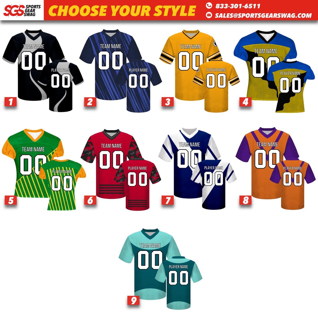 SGS Custom Football Jersey Team Name & Number, Full Sublimation ...