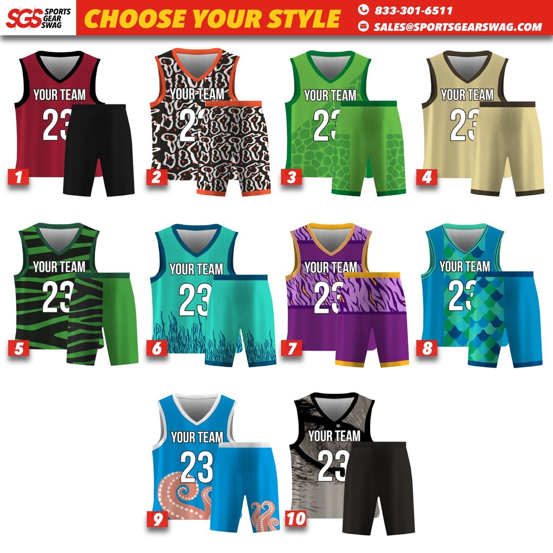 SGS Animal Reversible Basketball Uniform – Custom Team Name & Number ...