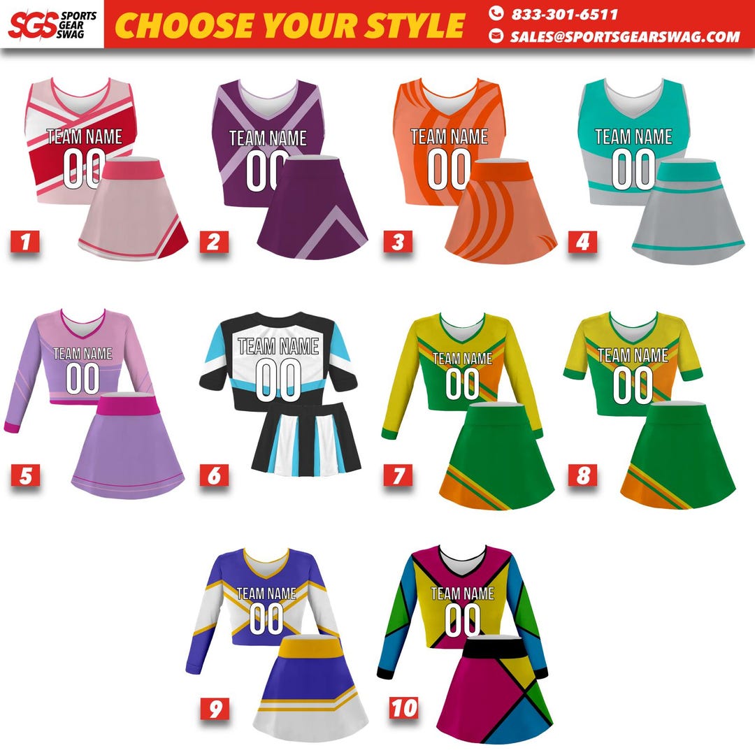 SGS Premium Cheerleading Game Uniform - Custom Team Name & Number, Full ...