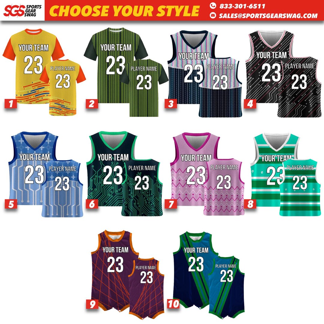SGS Lines Reversible Basketball Jersey Team Name & Number, Full ...