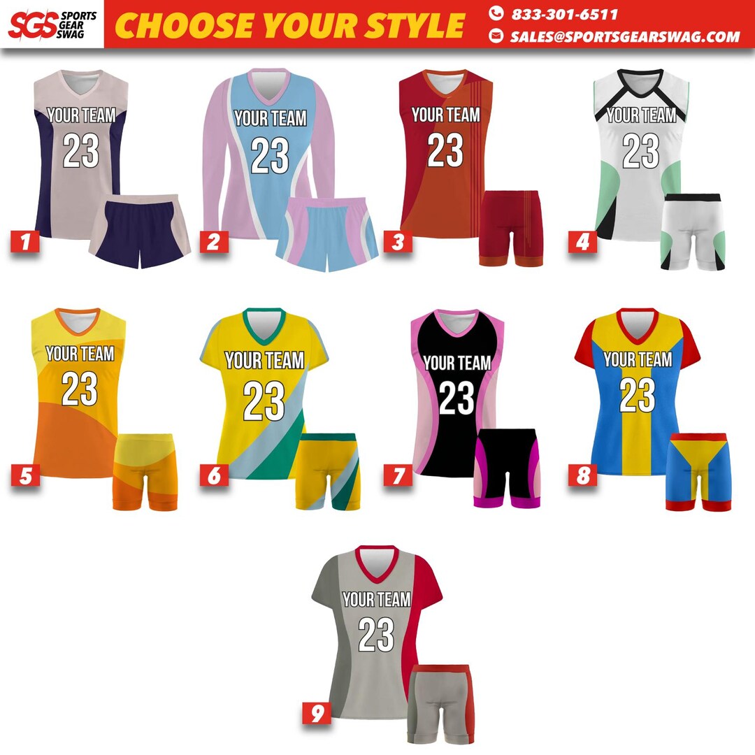 SGS Premium Volleyball Game Uniform - Custom Team Name & Number, Full ...