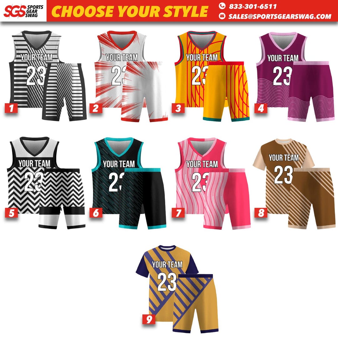 SGS Premium Basketball Game Uniform - Custom Team Name & Number, Full ...