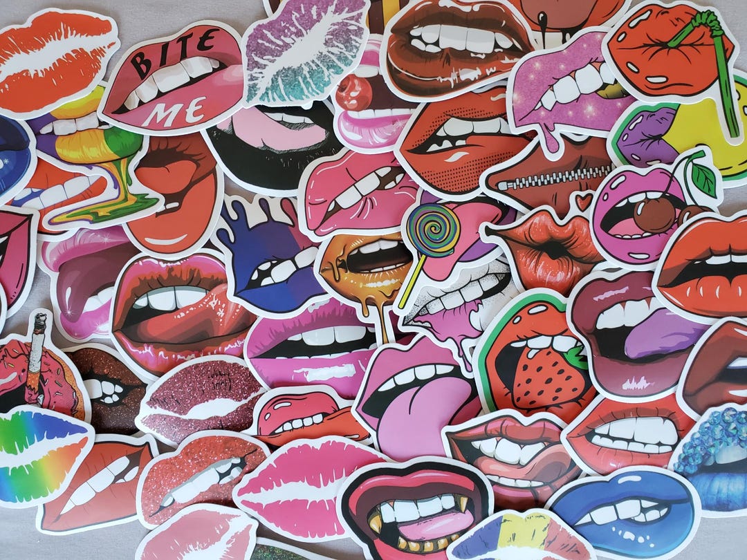 Lip Stickers - Set of 50 Stickers - Vinyl & Waterproof - Etsy