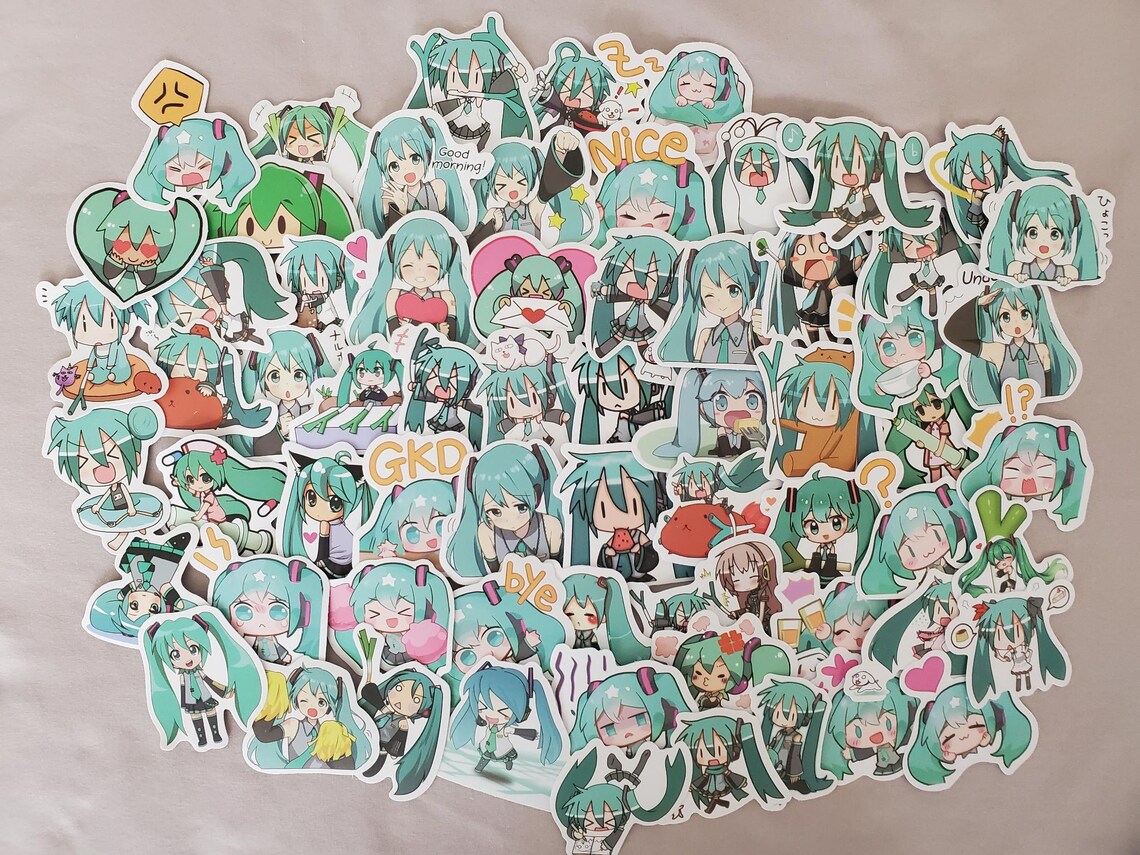 Hatsune Miku Anime Stickers - Set of 50 Stickers - Vinyl & Waterproof ...