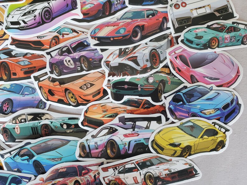 Sports Cars Stickers - Set of 50 Stickers - Vinyl & Waterproof - Etsy