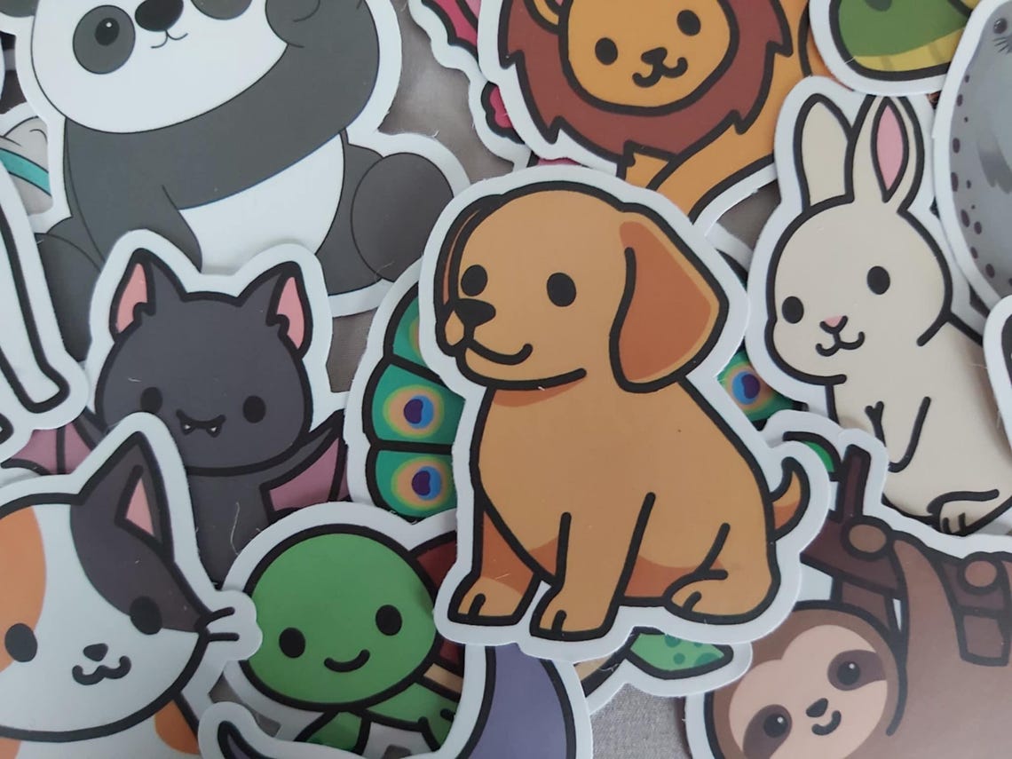 Cute Animal Stickers - Set of 100 Stickers - Vinyl & Waterproof - Etsy