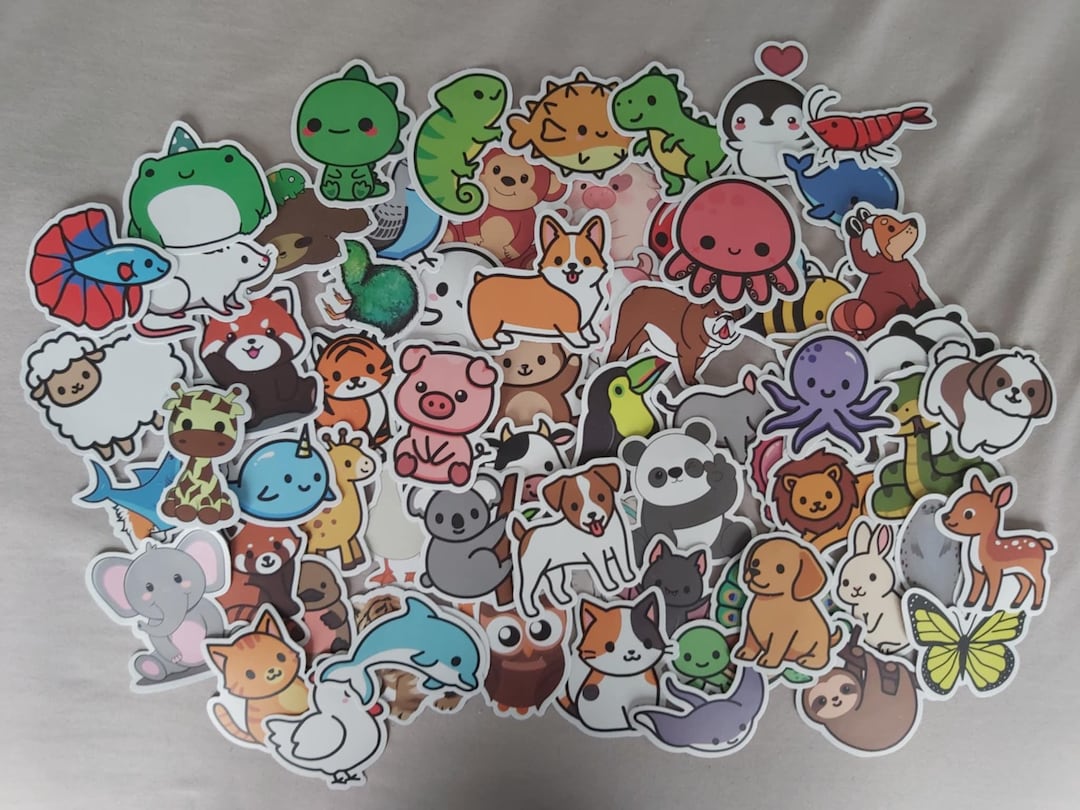 Cute Animal Stickers - Set of 100 Stickers - Vinyl & Waterproof - Etsy