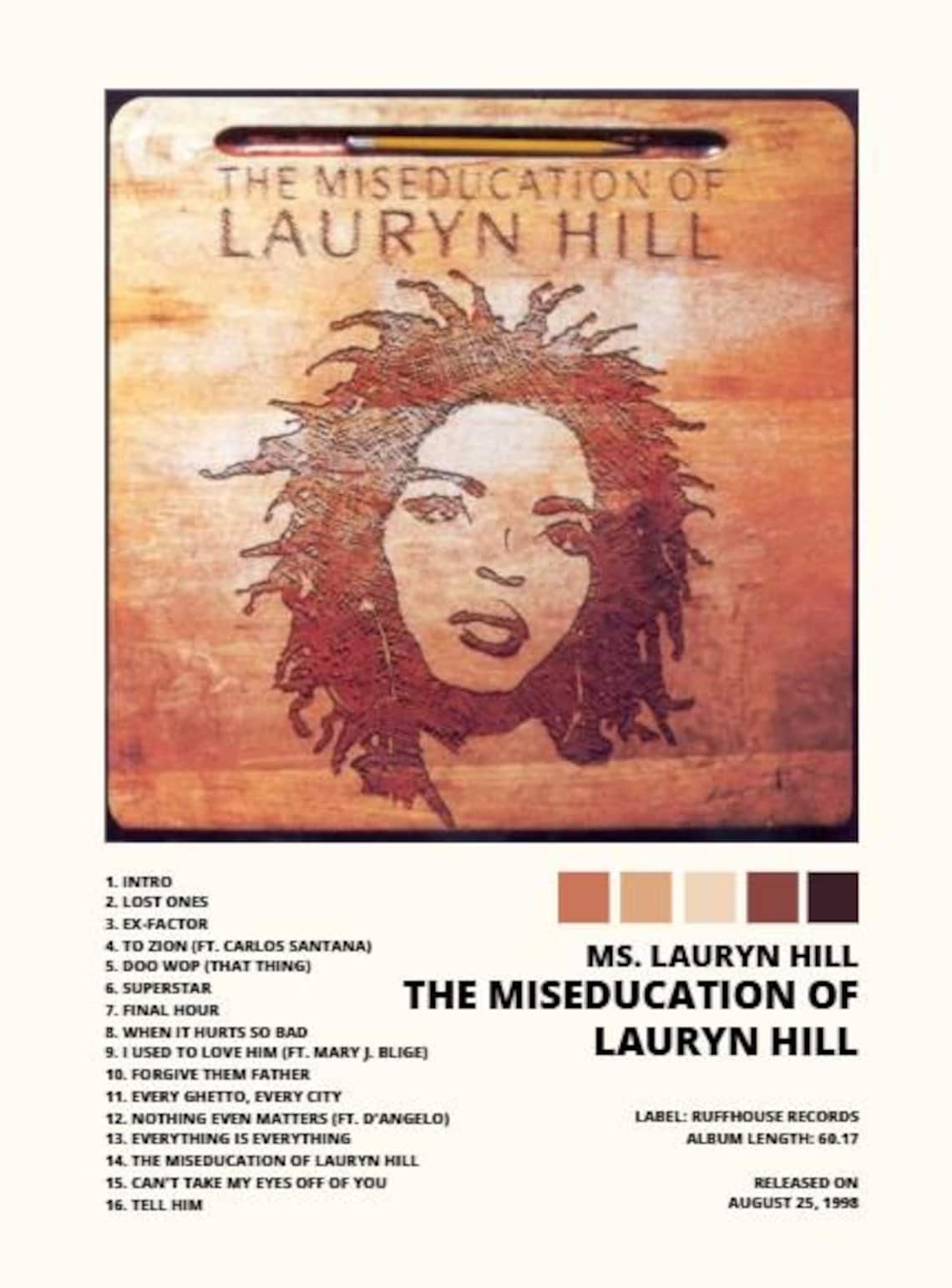 Lauryn Hill's the Miseducation of Lauryn Hill Printable Album Poster - Etsy
