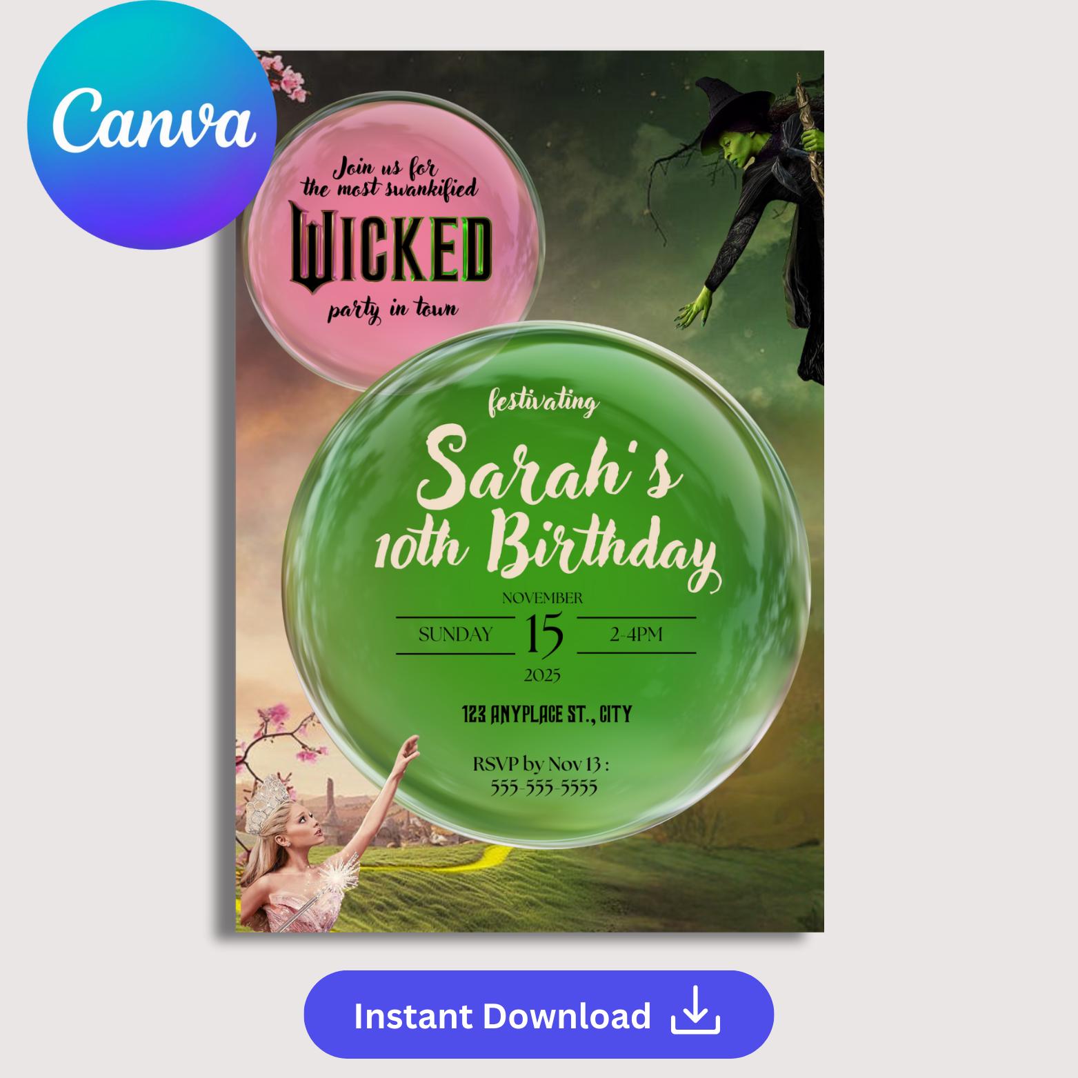 Editable Wicked Birthday Invitation | Digital + Print Design | Free ...