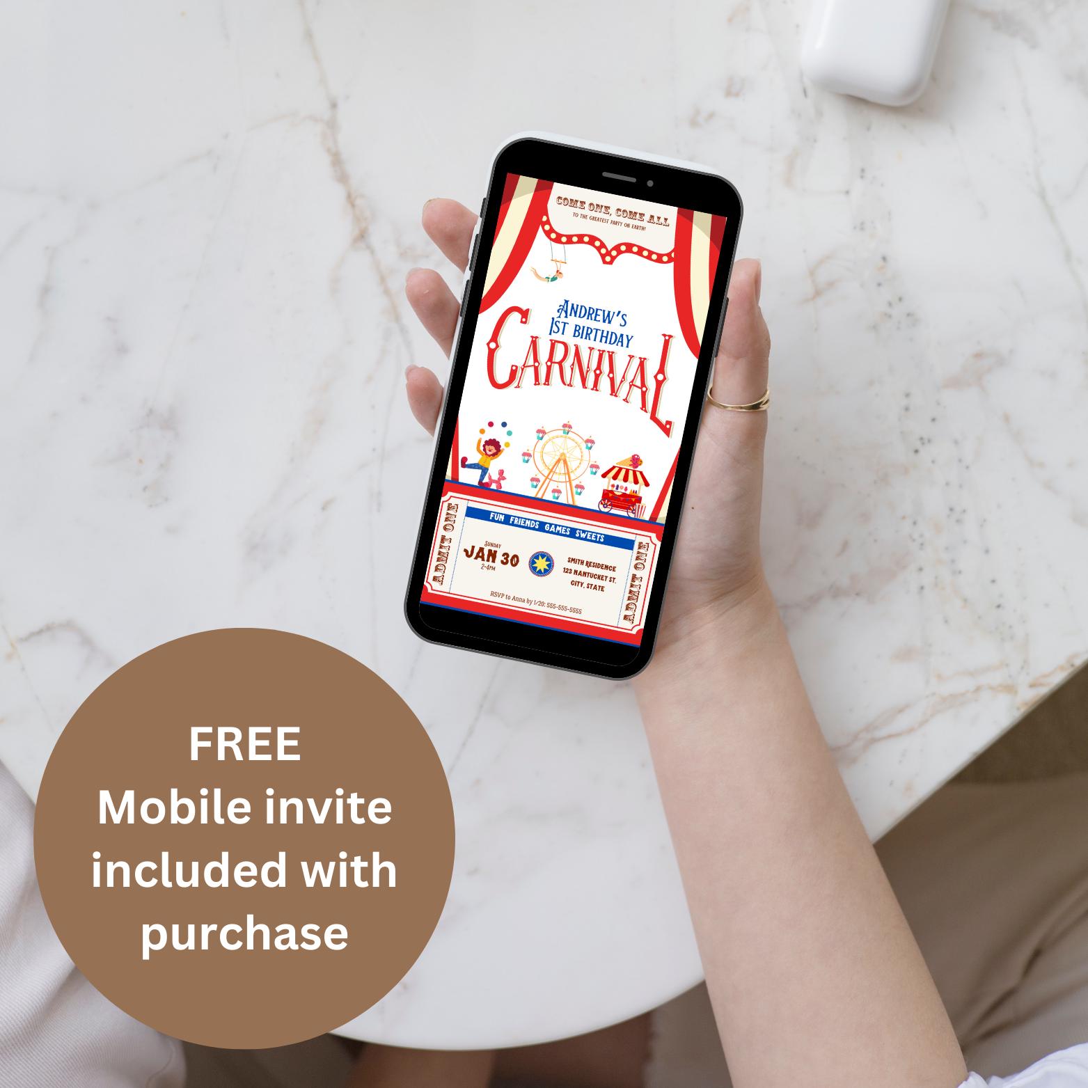 Editable Carnival Birthday Party Invitation | Birthday Party Invite ...