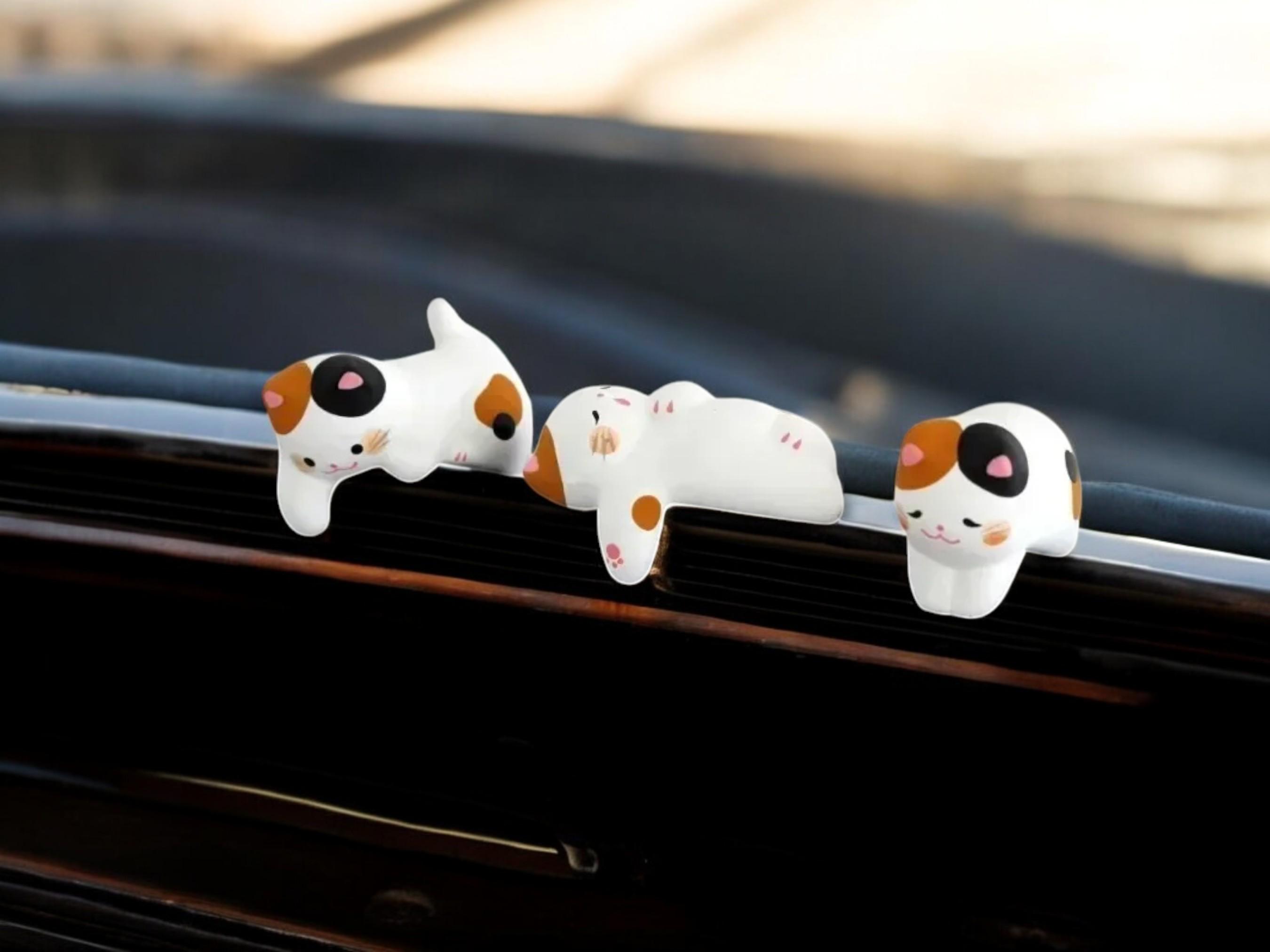 Cartoon Cat Dashboard Figurine | Small Resin Miniature Ornament | Lucky ...