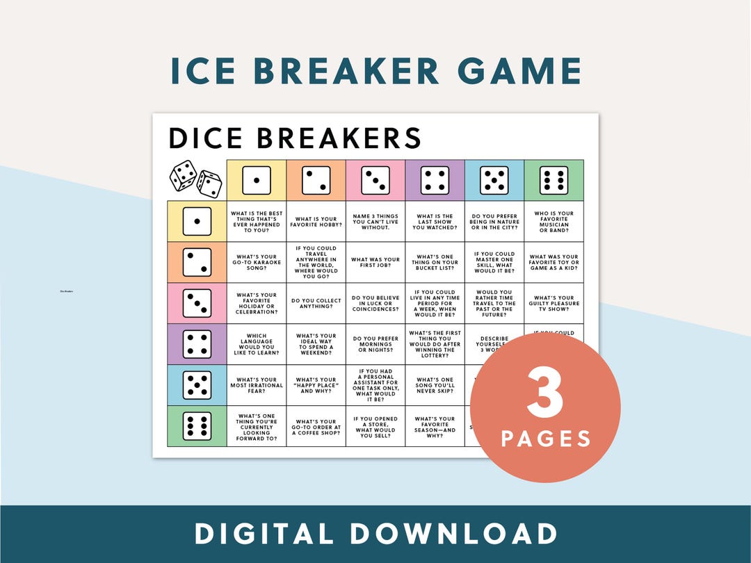 Ice Breaker Game | Dicebreakers | Instant Download | Dice Game | Work ...