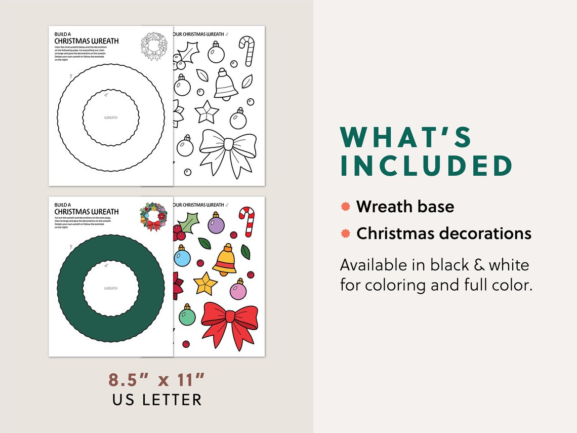 Cut and Paste Christmas Wreath Craft | Cut Out and Glue Activity ...