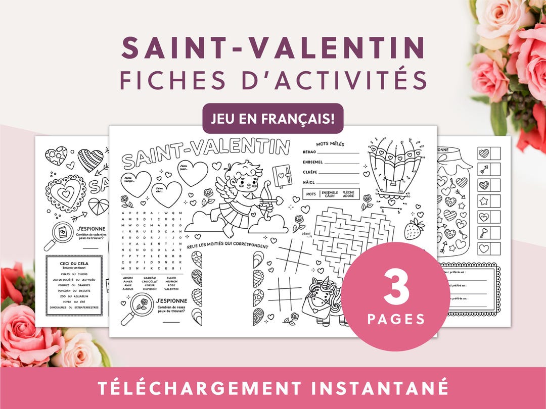 Fiches D'activités Imprimables Pour La Saint-valentin | 3 Pages ...