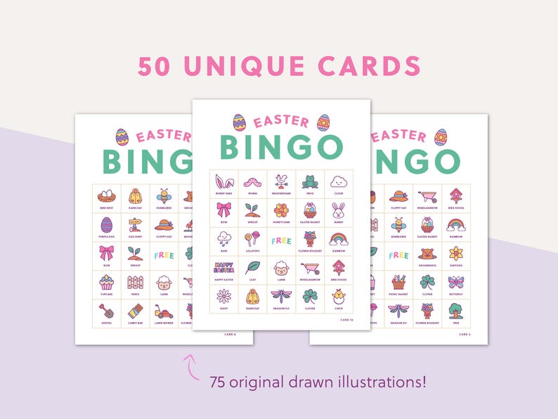Printable Easter Bingo Game | 50 Cards | Instant Download | Fun Digital ...