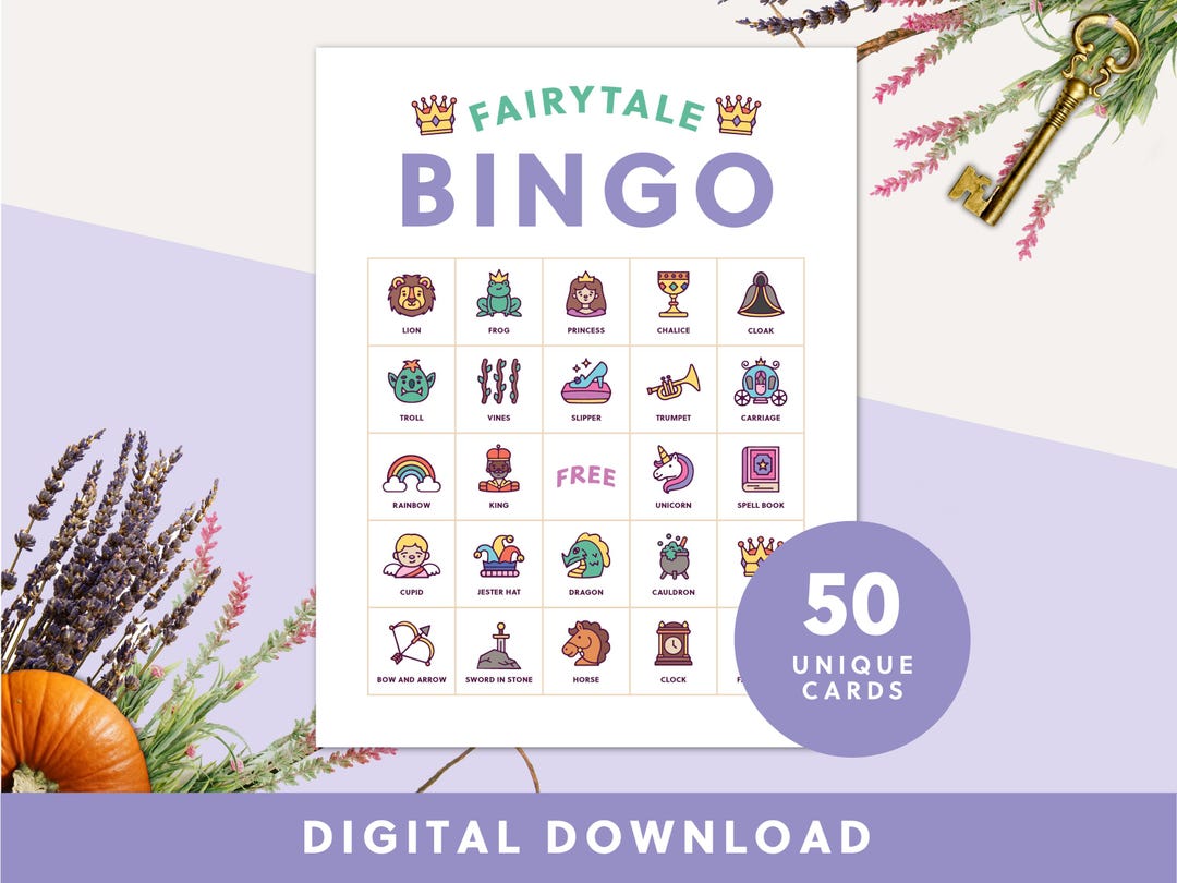 Printable Fairytale Bingo Game | 50 Cards | Instant Download | Fun ...