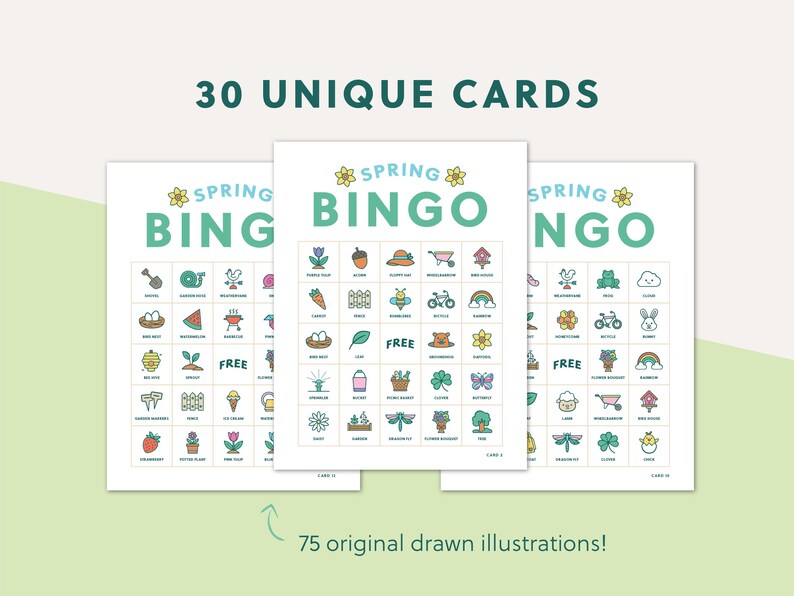 Printable Spring Bingo Game | 30 Cards | Instant Download | Fun Digital ...