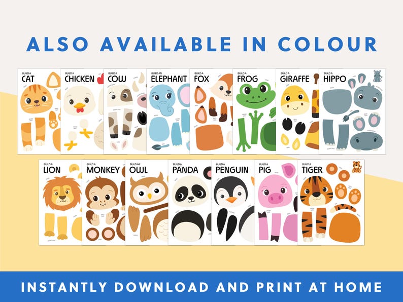 15 Cut and Paste Animals | Cut Out and Glue Activity | Printable Animal ...