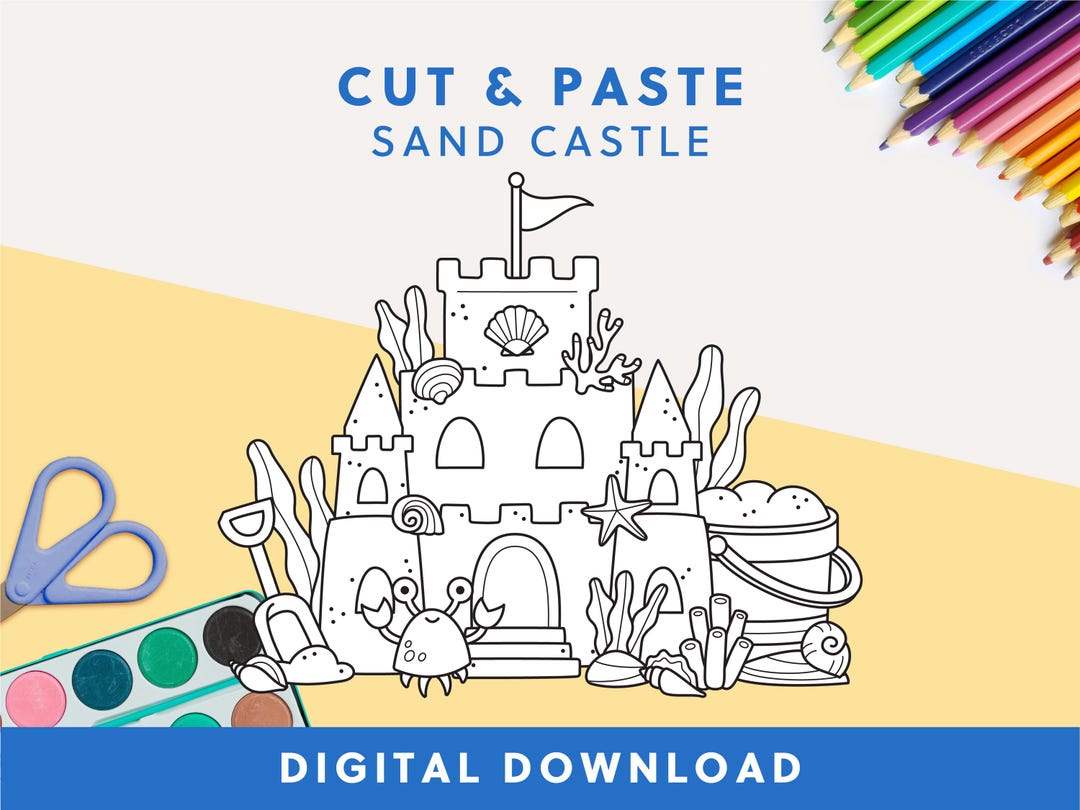 Cut and Paste Sand Castle | Cut Out and Glue Activity | Printable ...