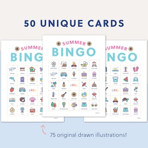 Printable Summer Bingo Game | 50 Cards | Instant Download | Fun Digital ...