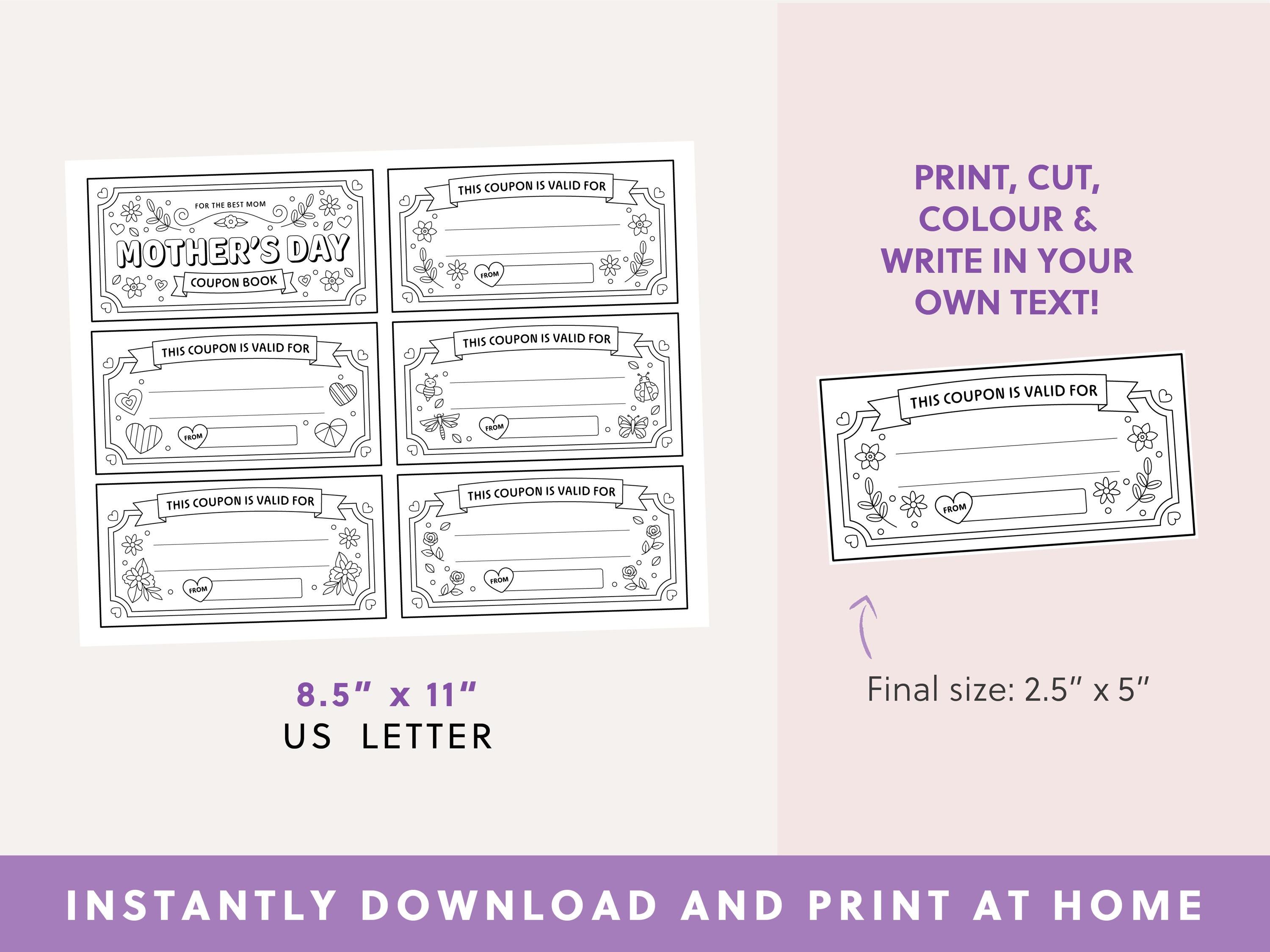 Mother's Day Coupon Book | Printable Mom Gift | Activity for Kids ...