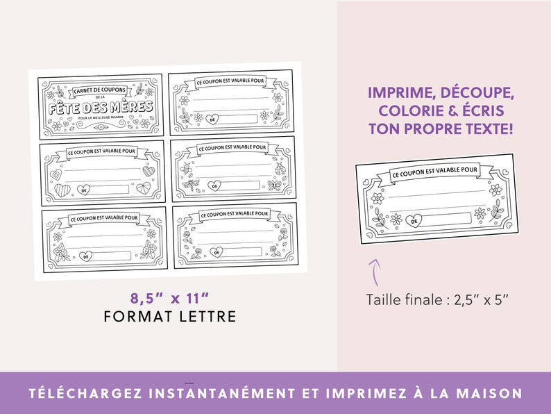 Carnet De Coupons Pour La Fête Des Mères | Cadeau à Imprimer Pour Maman ...