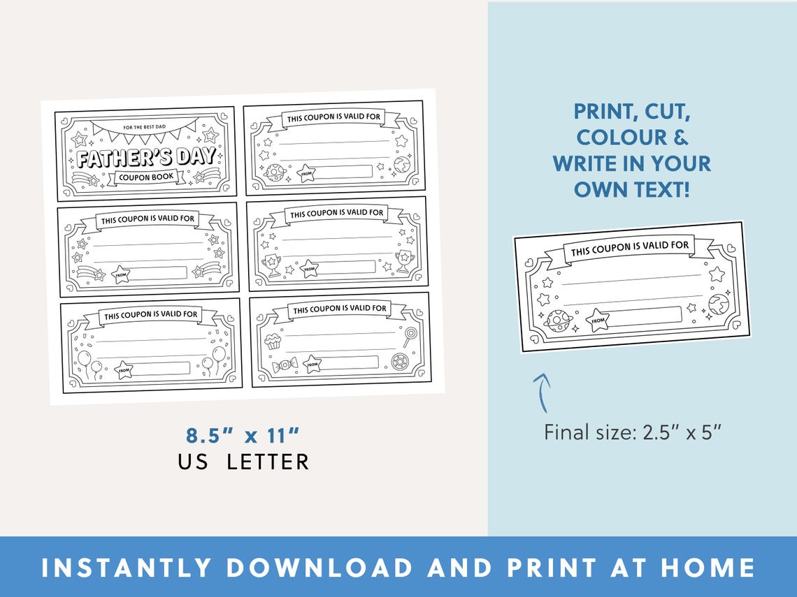 Father's Day Coupon Book | Printable Dad Gift | Activity for Kids ...