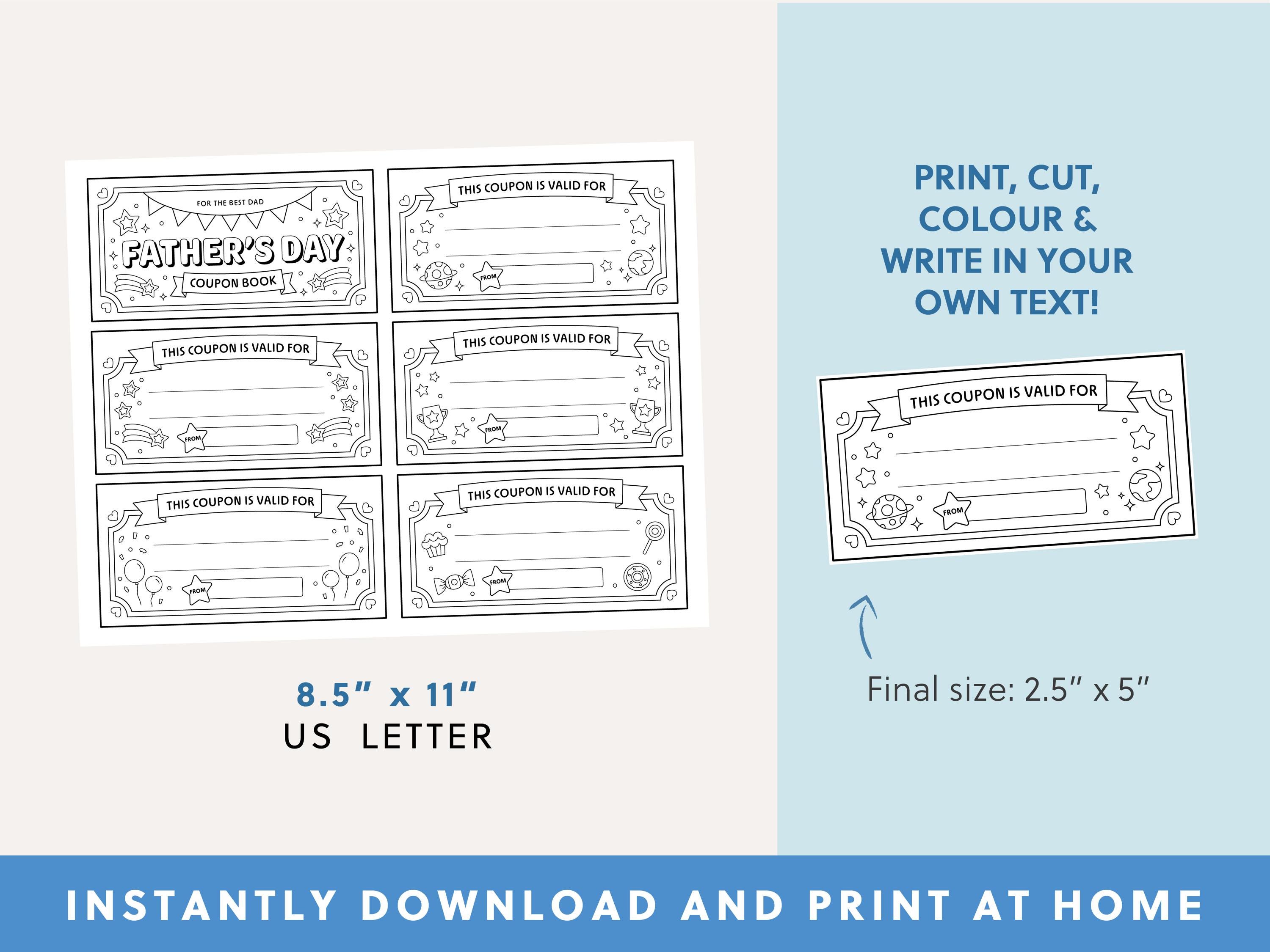 Father's Day Coupon Book | Printable Dad Gift | Activity for Kids ...