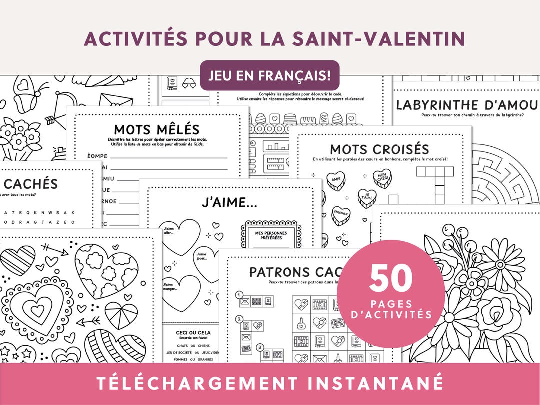 Fiches D'activités Imprimables Pour La Saint-valentin | 50 Pages ...