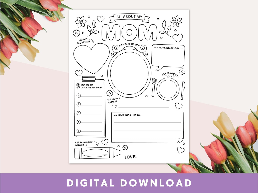 All About My Mom Activity Sheet | Mother's Day Gift | Colouring Page ...