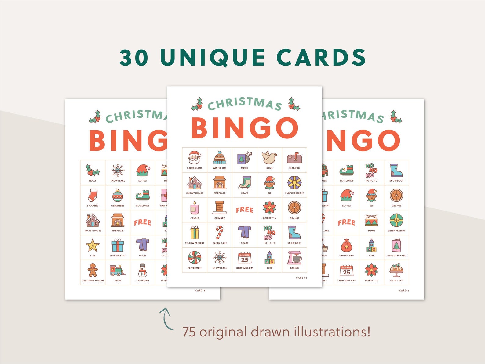 Printable Christmas Bingo Game | 30 Cards | Instant Download | Fun ...