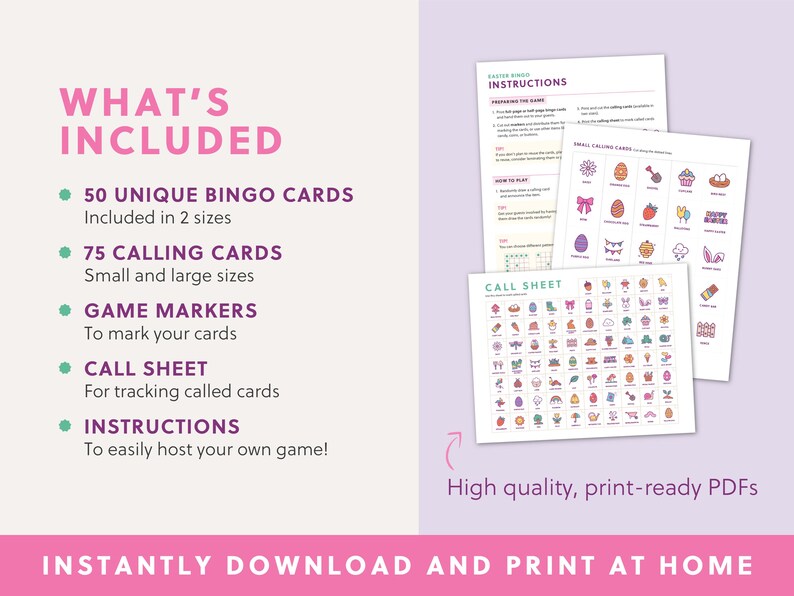 Printable Easter Bingo Game | 50 Cards | Instant Download | Fun Digital ...