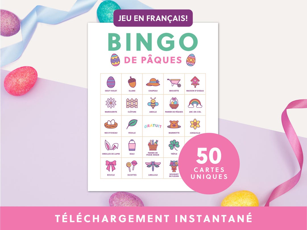 Jeu De Bingo Imprimable Pour Pâques | 50 Cartes | Téléchargement ...