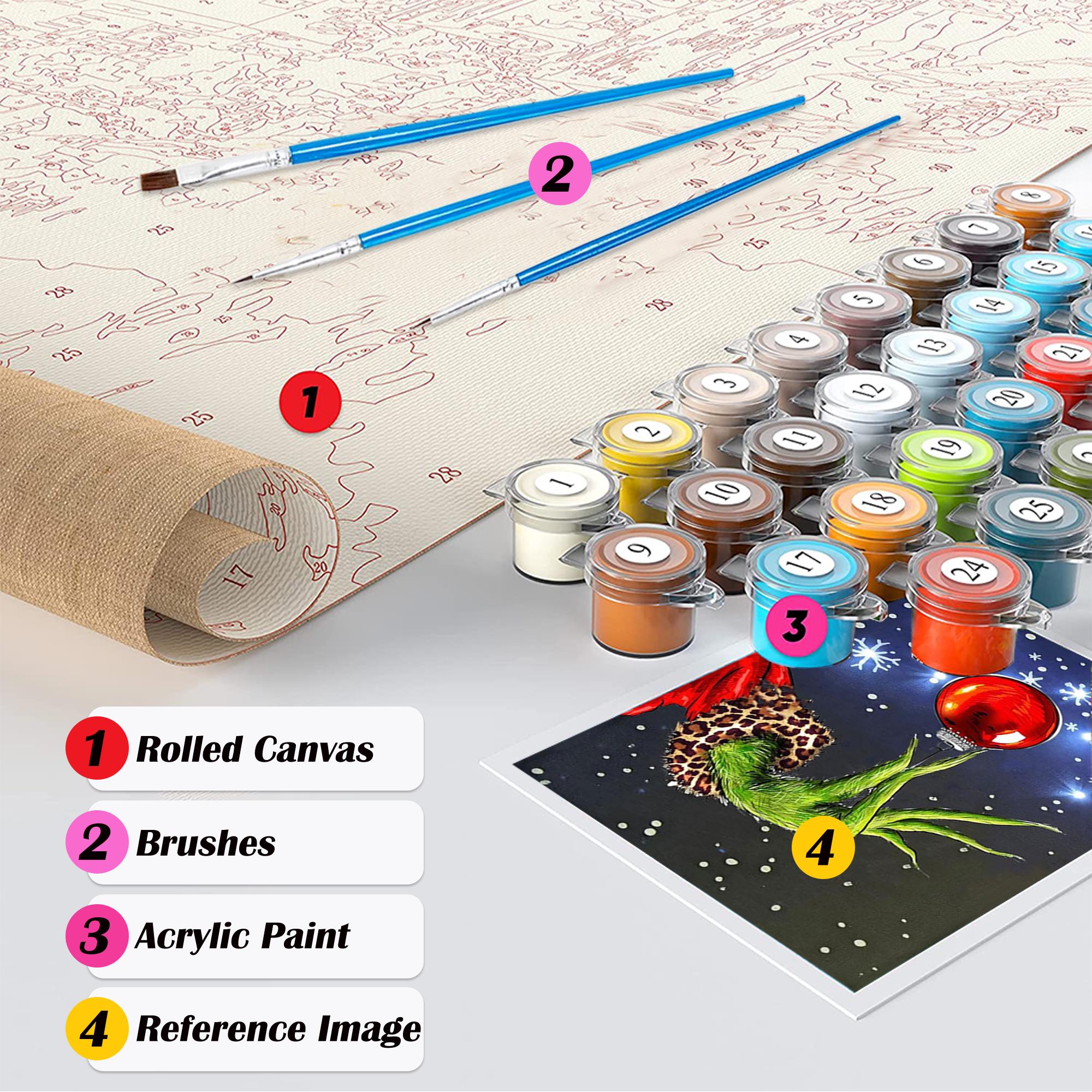 Grinch Paint by Numbers Kit: DIY Canvas Art, Christmas Decor,christmas ...