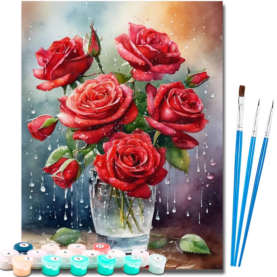 DIY Flowers Paint by Numbers Kit: Relaxing Canvas Art, Home Decor - Etsy